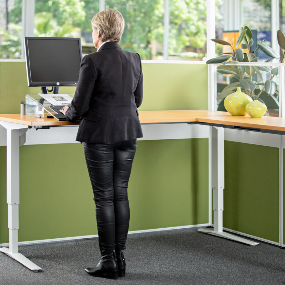 Medium Duty Corner Standing Desk - Back Centre